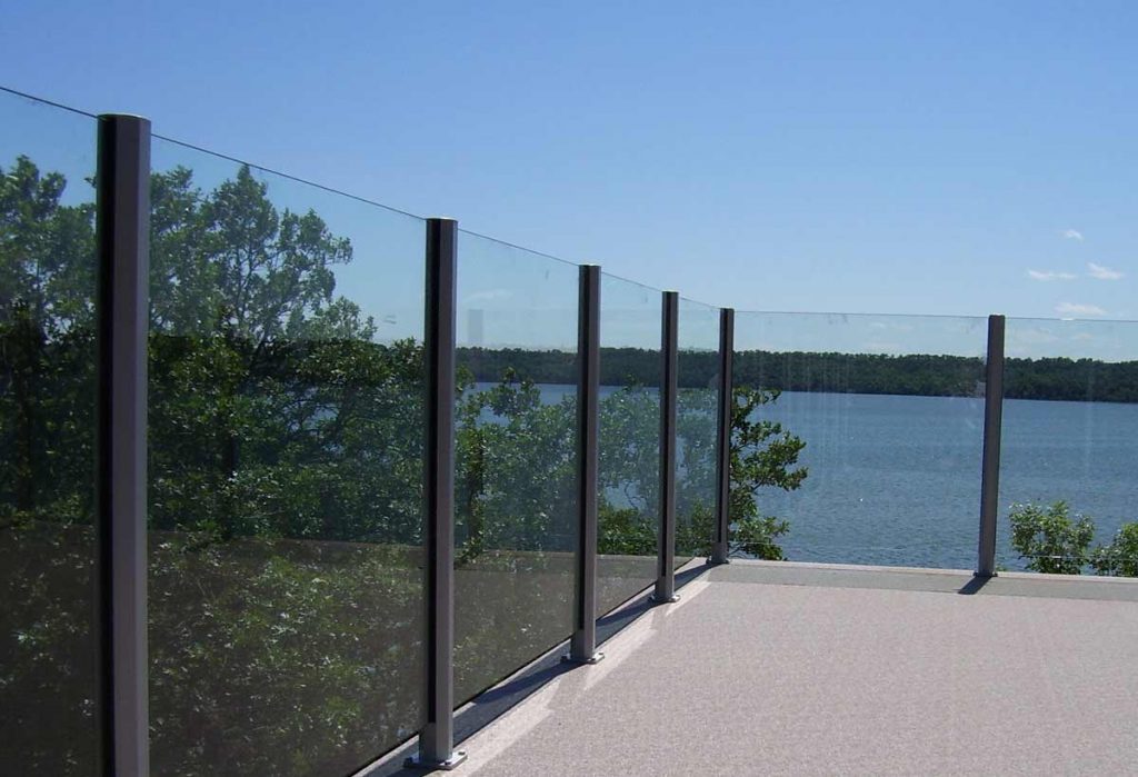 Frameless Glass Exterior Rail Black Post Length Stairs Spindles And Railings