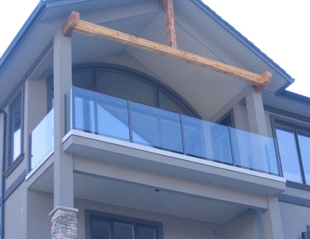 Frameless Glass Exterior Rail-Black Post Balcony – Stairs, Spindles ...